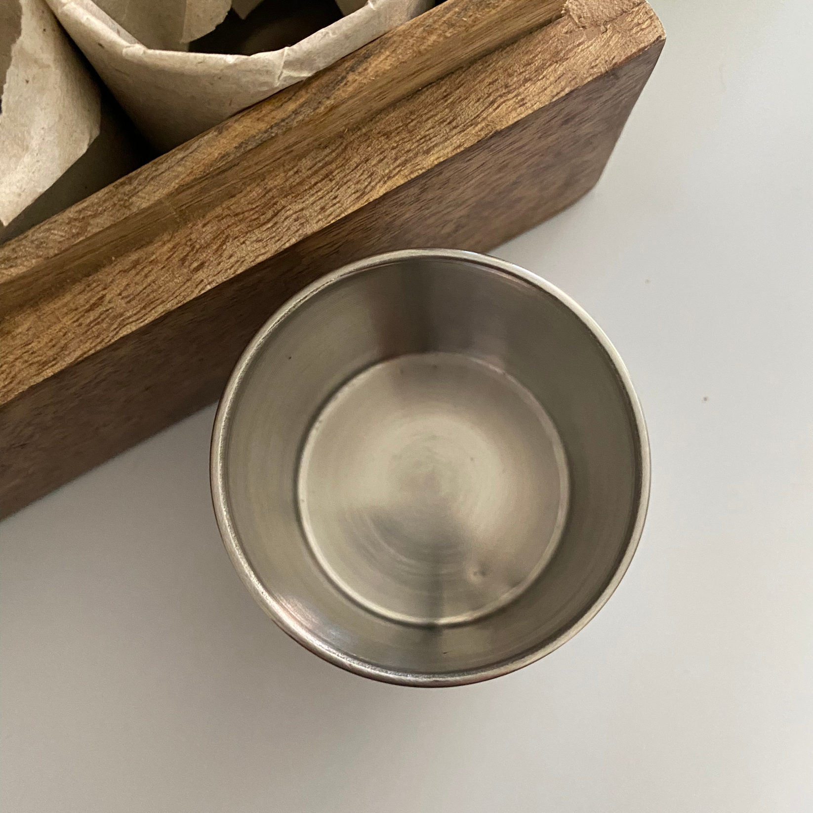 World Map Wooden Spice Box - Engraved, 6 Stainless Steel Bowls, Rectangle